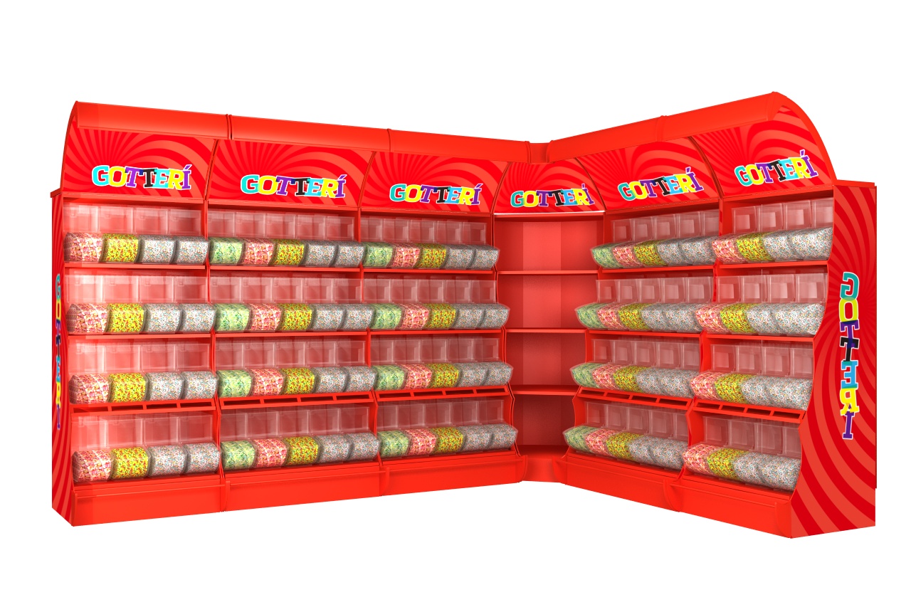 Ecobox TG-06101A metal candy stand display shelf rack with scoop bins ...